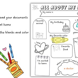 Back to Shcool All About Me Printable, Get to Know Me Classroom ...