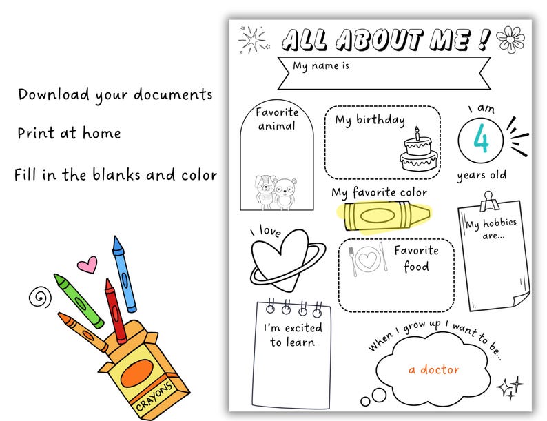 Back to Shcool All About Me Printable, Get to Know Me Classroom ...