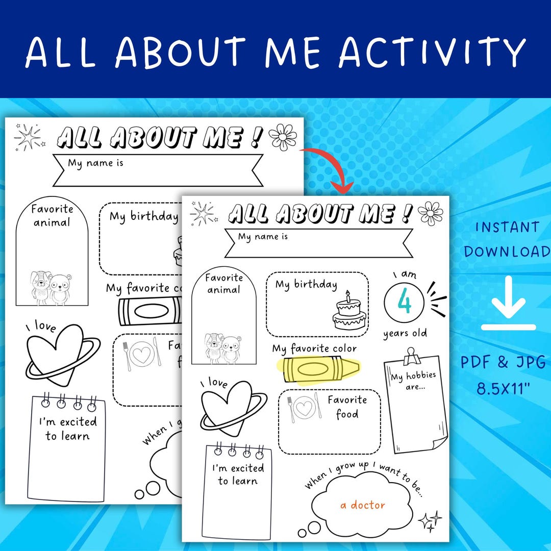 Back to Shcool All About Me Printable, Get to Know Me Classroom ...