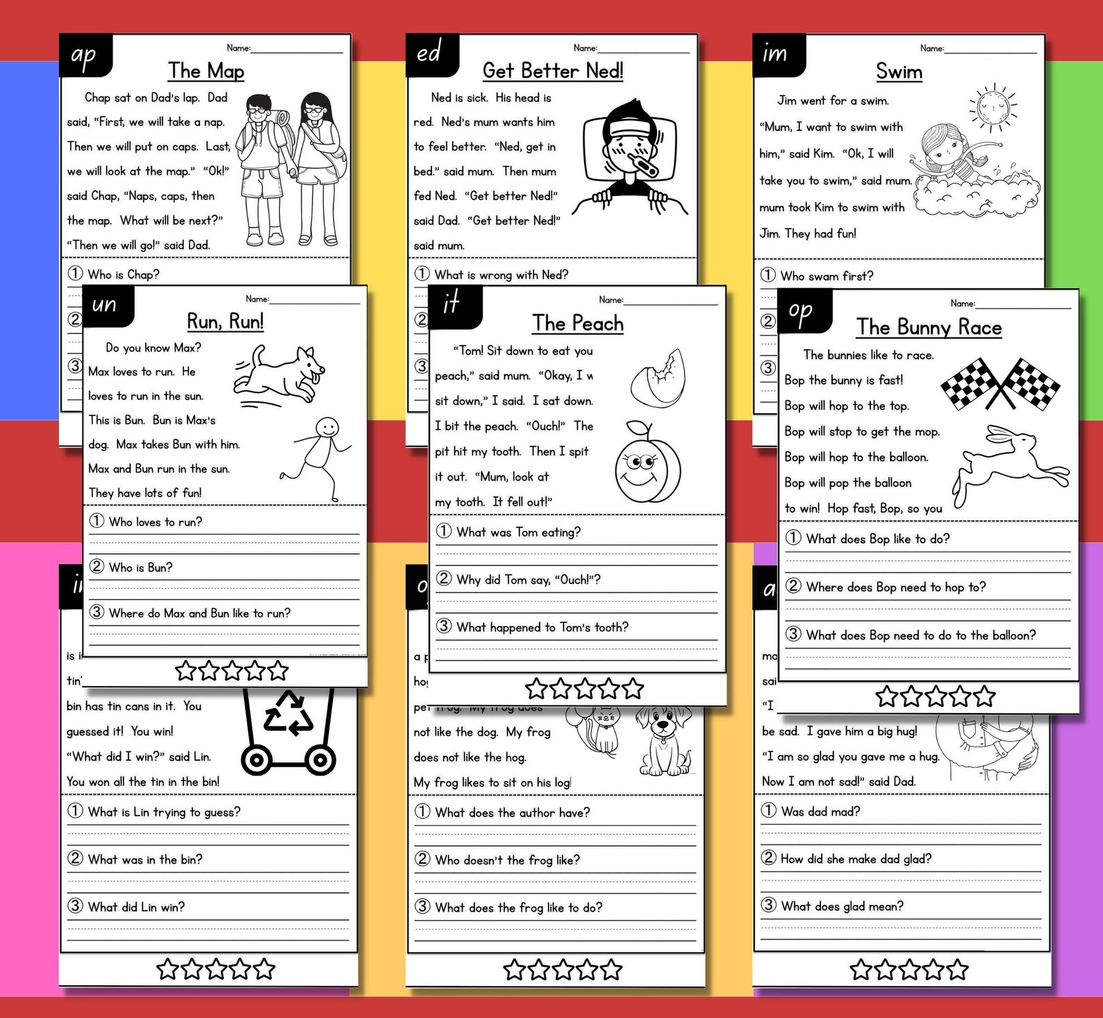 Short Vowel CVC Words Phonics Worksheets for Kindergarten-reading ...