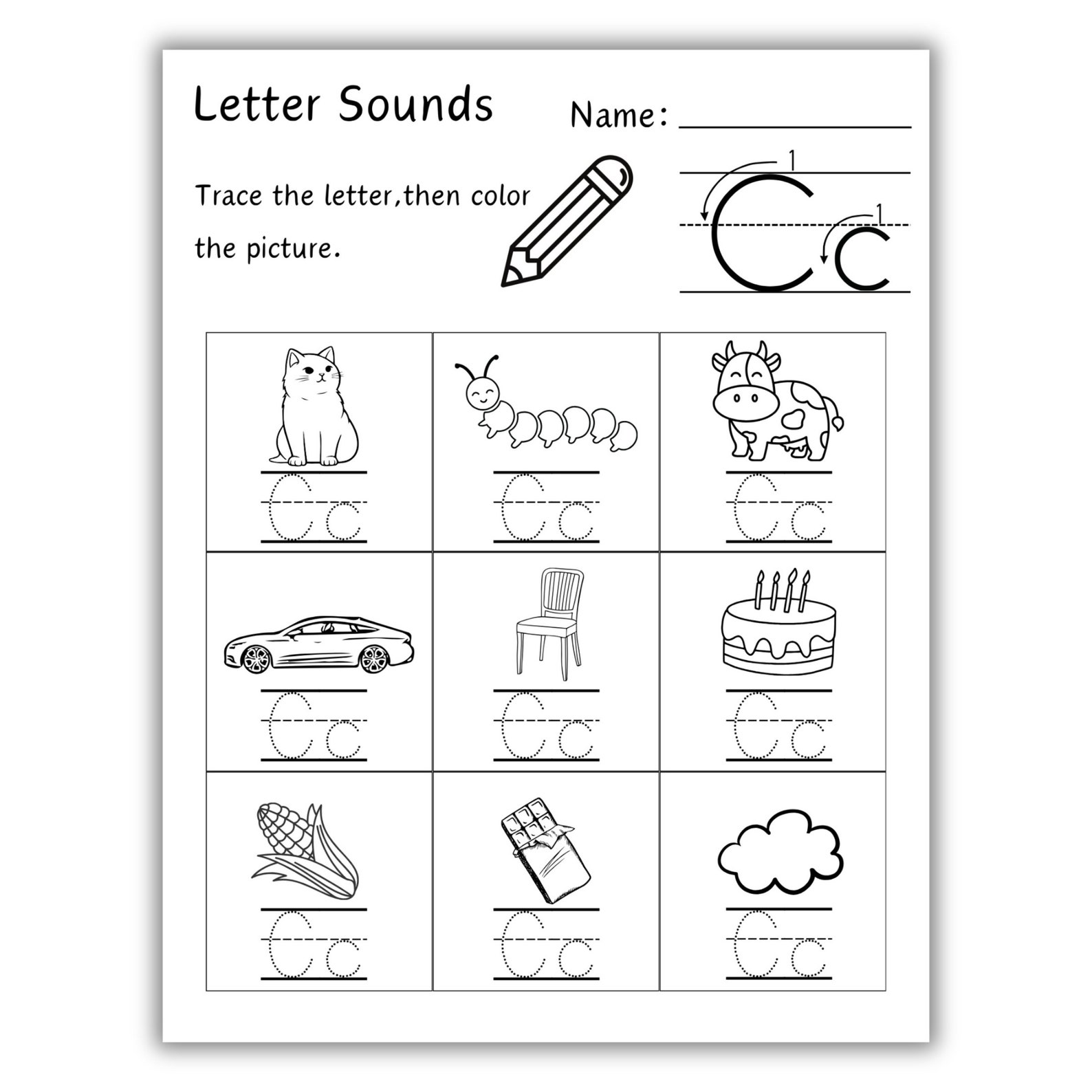 Printable Alphabet Letter Sounds Worksheets Set | Preschool-kdg Phonics ...