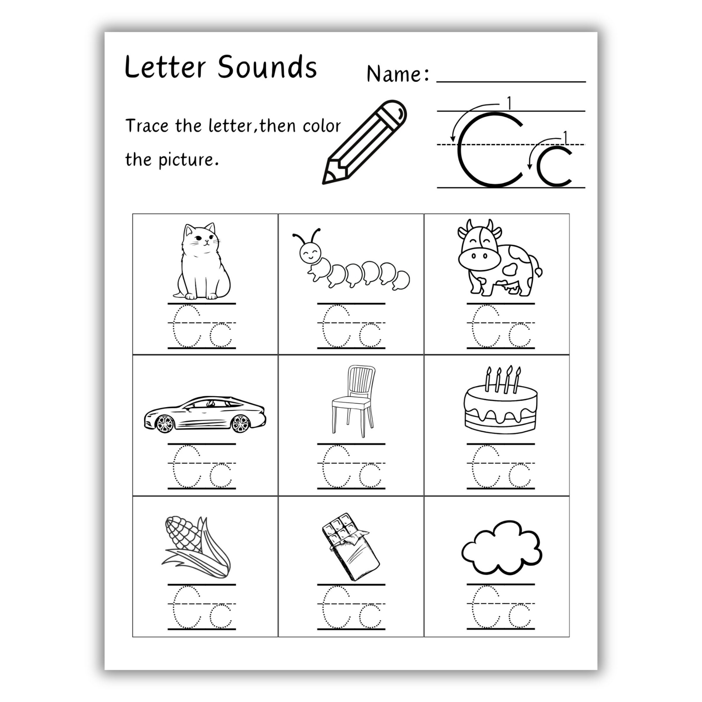 Printable Alphabet Letter Sounds Worksheets Set | Preschool-kdg Phonics ...