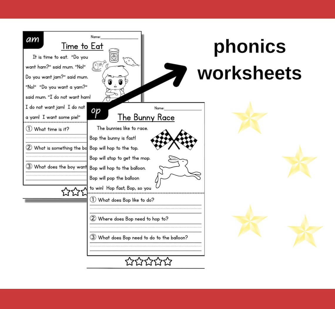 Short Vowel CVC Words Phonics Worksheets for Kindergarten-reading ...