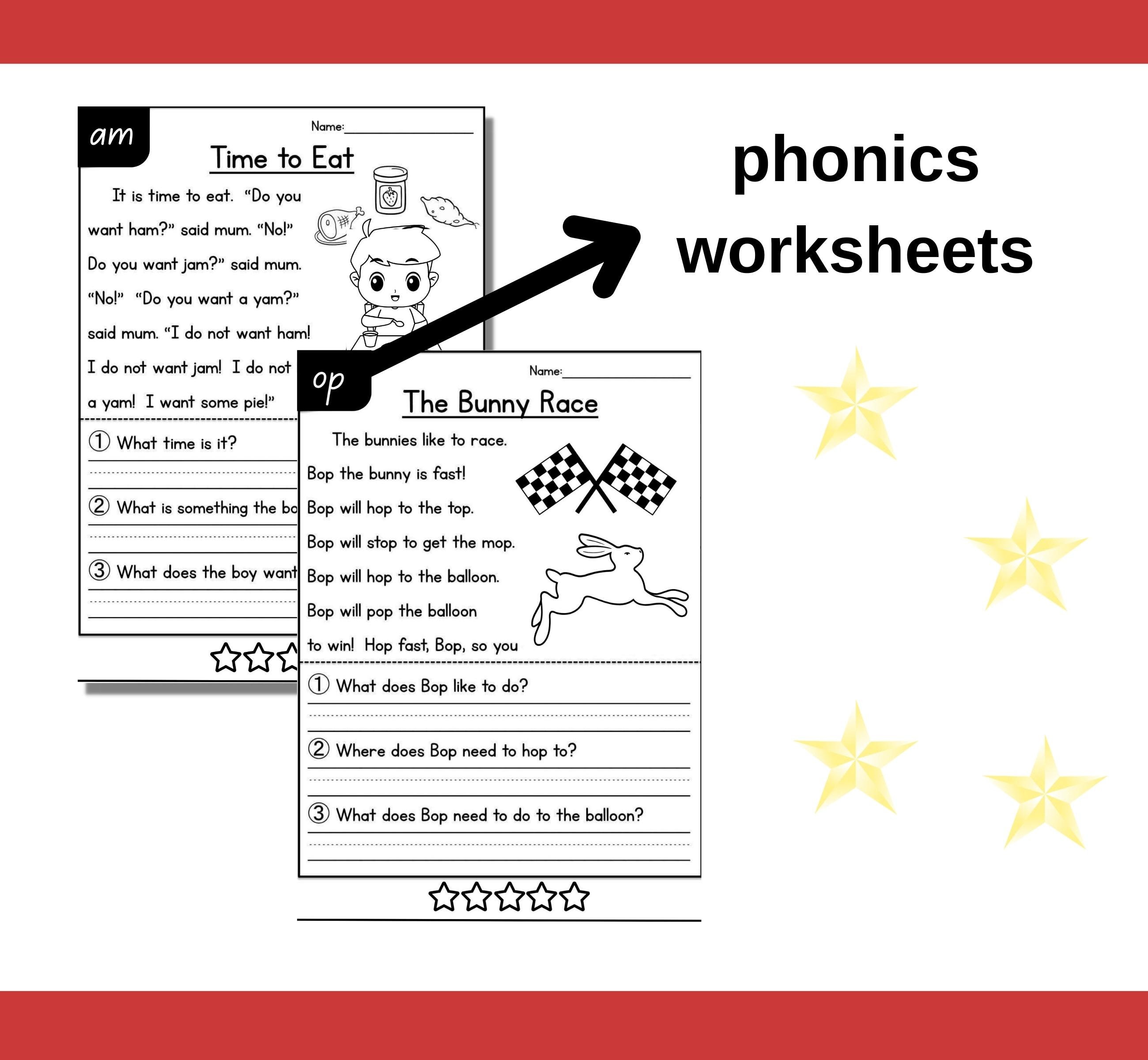 Short Vowel CVC Words Phonics Worksheets for Kindergarten-reading ...