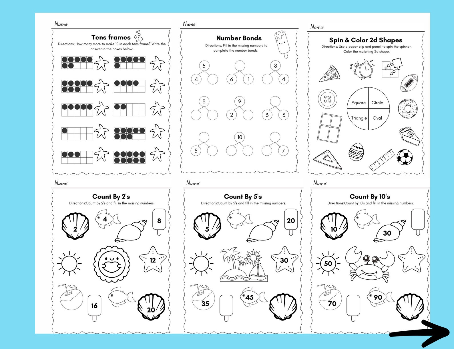 Kindergarten Summer Review Printable Worksheet Bundle/educational ...
