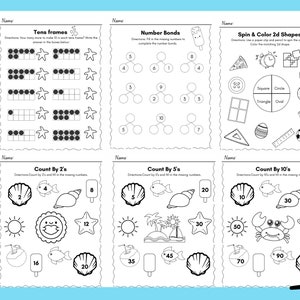 Kindergarten Summer Review Printable Worksheet Bundle/educational ...