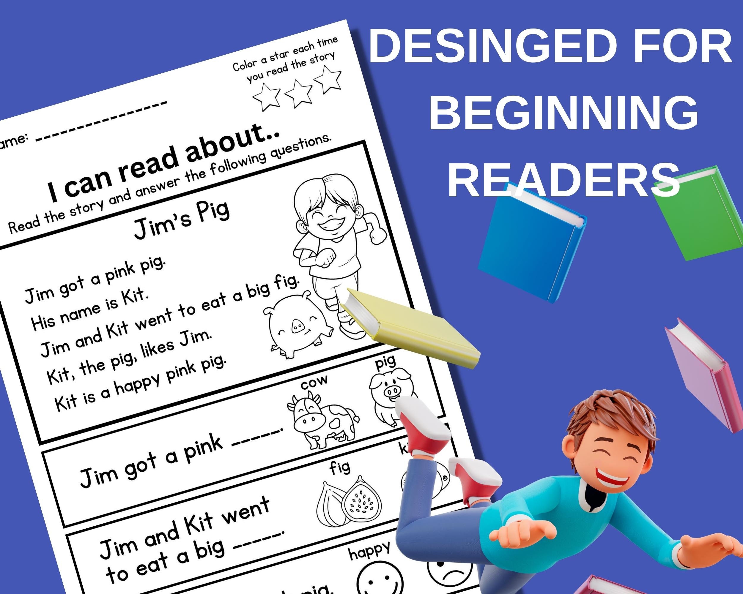 Kindergarten at Home Reading Worksheets/comprehension Passages ...