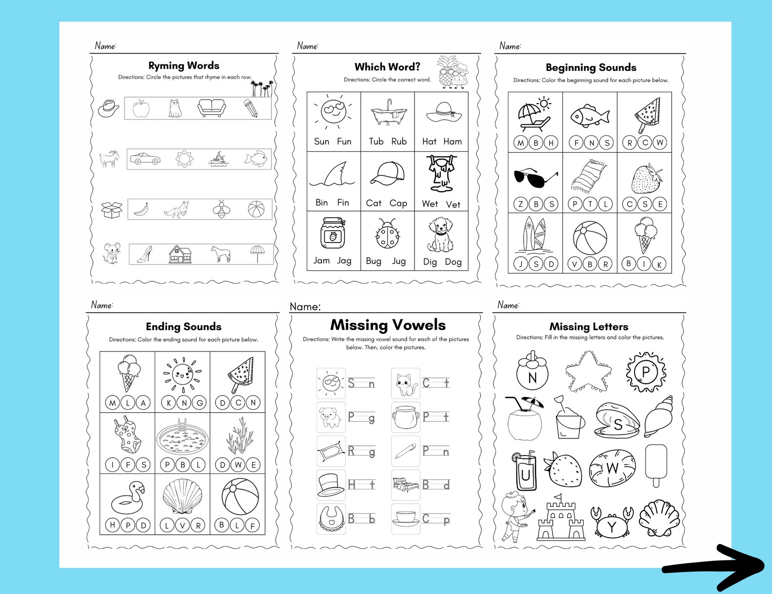 Kindergarten Summer Review Printable Worksheet Bundle/educational ...