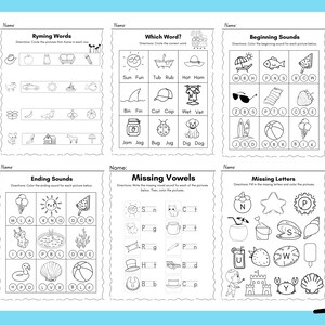 Kindergarten Summer Review Printable Worksheet Bundle/educational ...