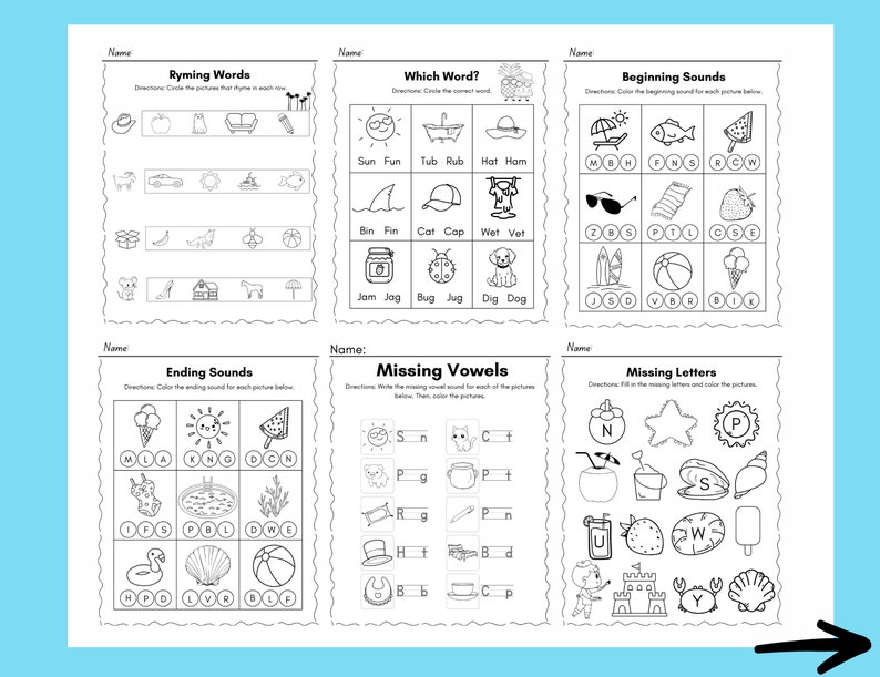 Kindergarten Summer Review Printable Worksheet Bundle/educational ...