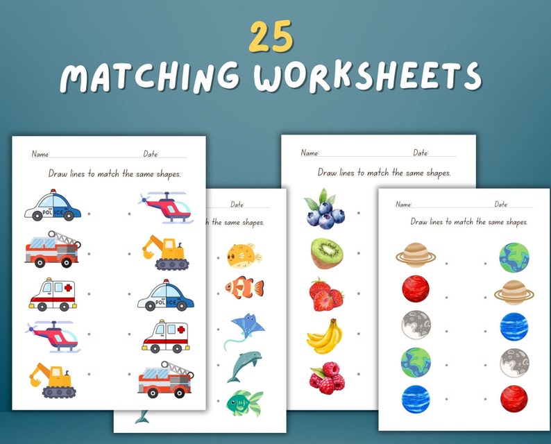 Printable Matching Worksheets - Match the Picture Activity for ...