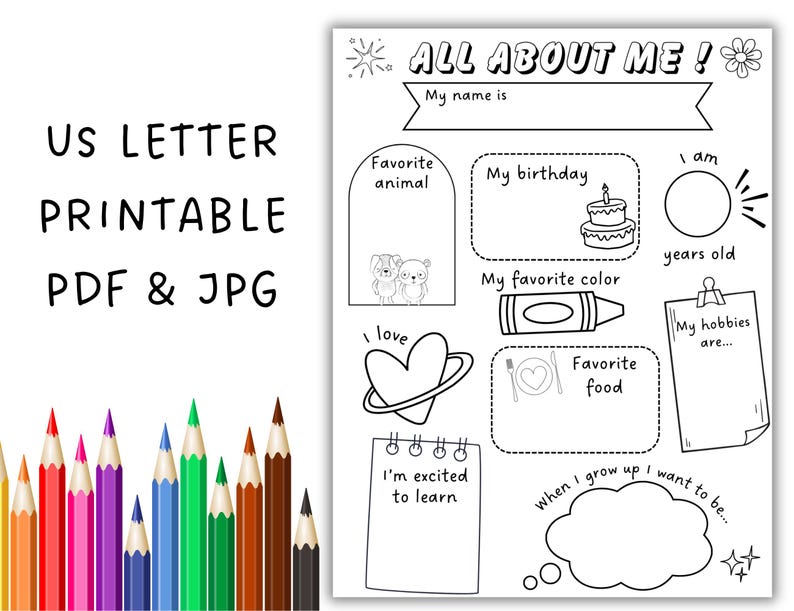 Back to Shcool All About Me Printable, Get to Know Me Classroom ...