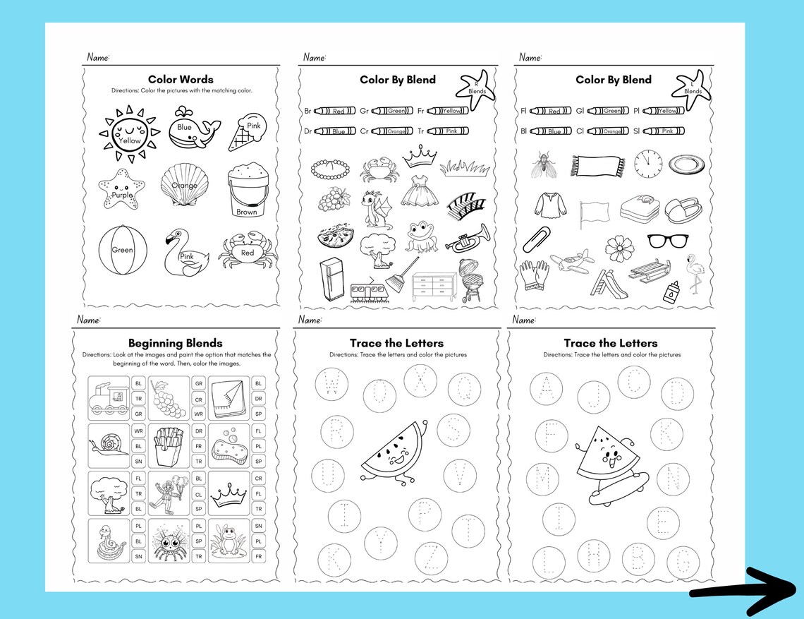 Kindergarten Summer Review Printable Worksheet Bundle/educational ...