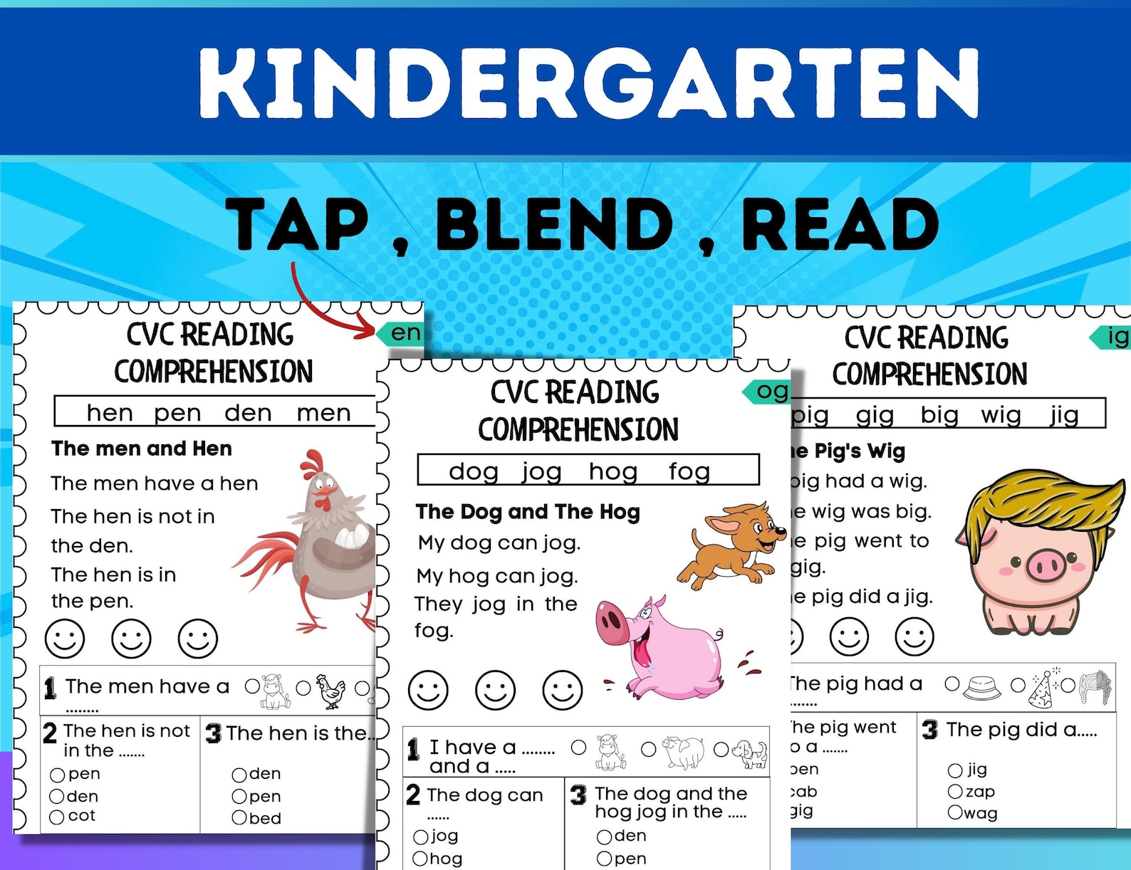 Learn to Read/cvc Words Worksheets/kindergarten Reading/homeschool ...