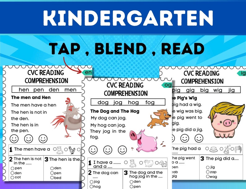 Learn to Read/cvc Words Worksheets/kindergarten Reading/homeschool ...