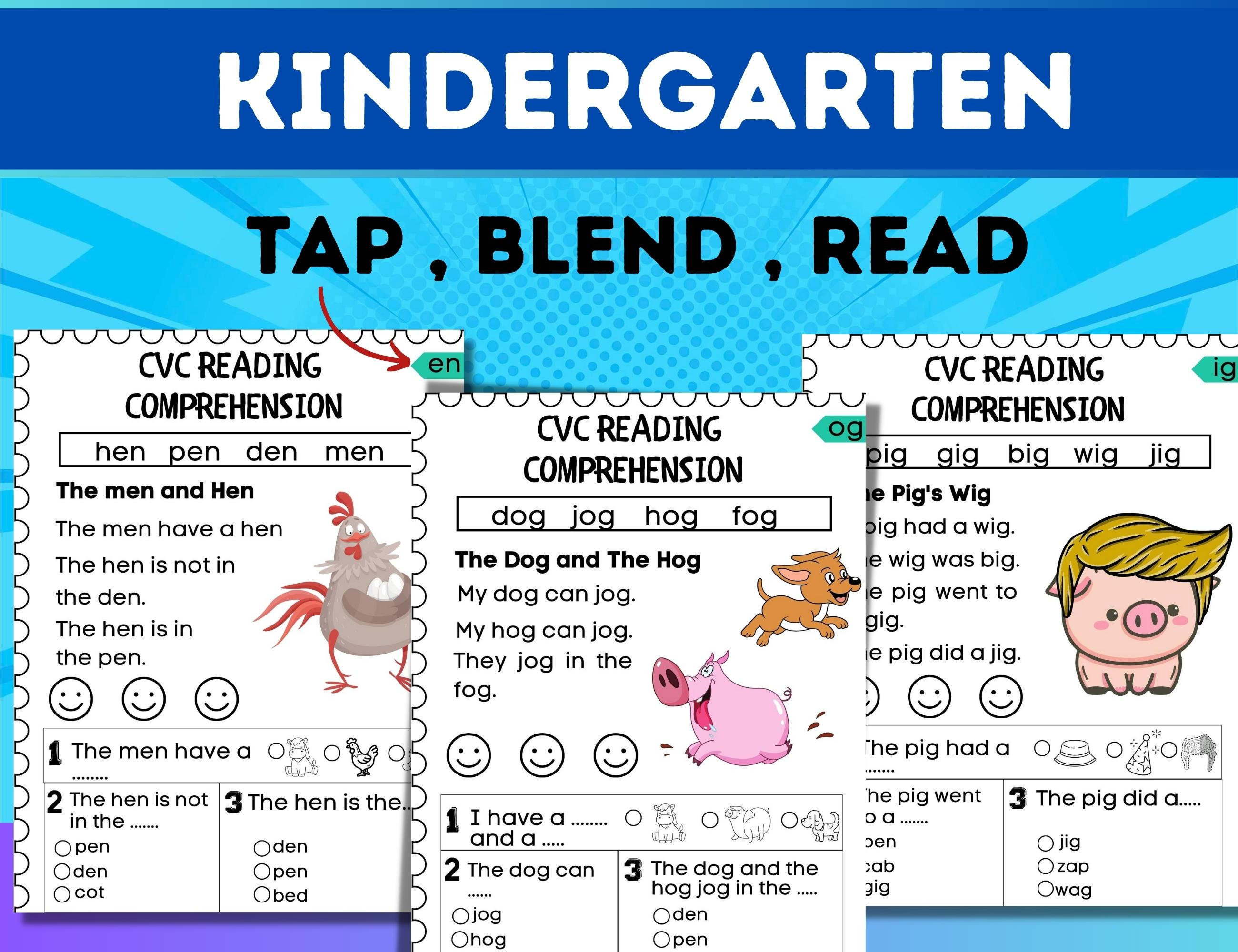 Learn to Read/cvc Words Worksheets/kindergarten Reading/homeschool ...