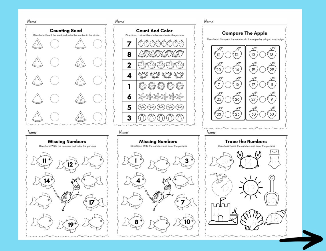 Kindergarten Summer Review Printable Worksheet Bundle/educational ...