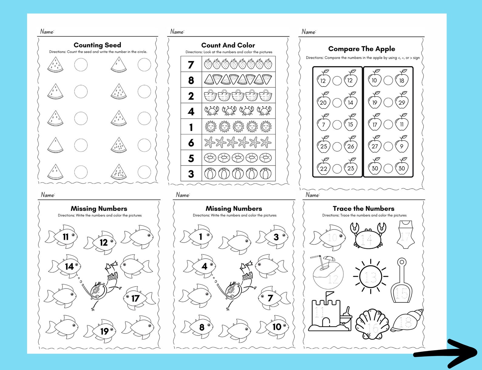 Kindergarten Summer Review Printable Worksheet Bundle/educational ...