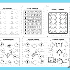 Kindergarten Summer Review Printable Worksheet Bundle/educational ...