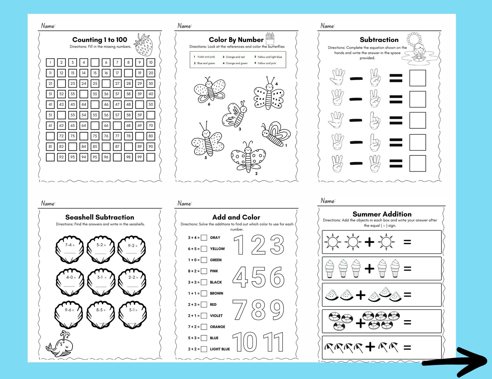 Kindergarten Summer Review Printable Worksheet Bundle/educational ...