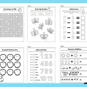 Kindergarten Summer Review Printable Worksheet Bundle/educational ...
