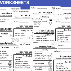 Kindergarten at Home Reading Worksheets/comprehension Passages ...