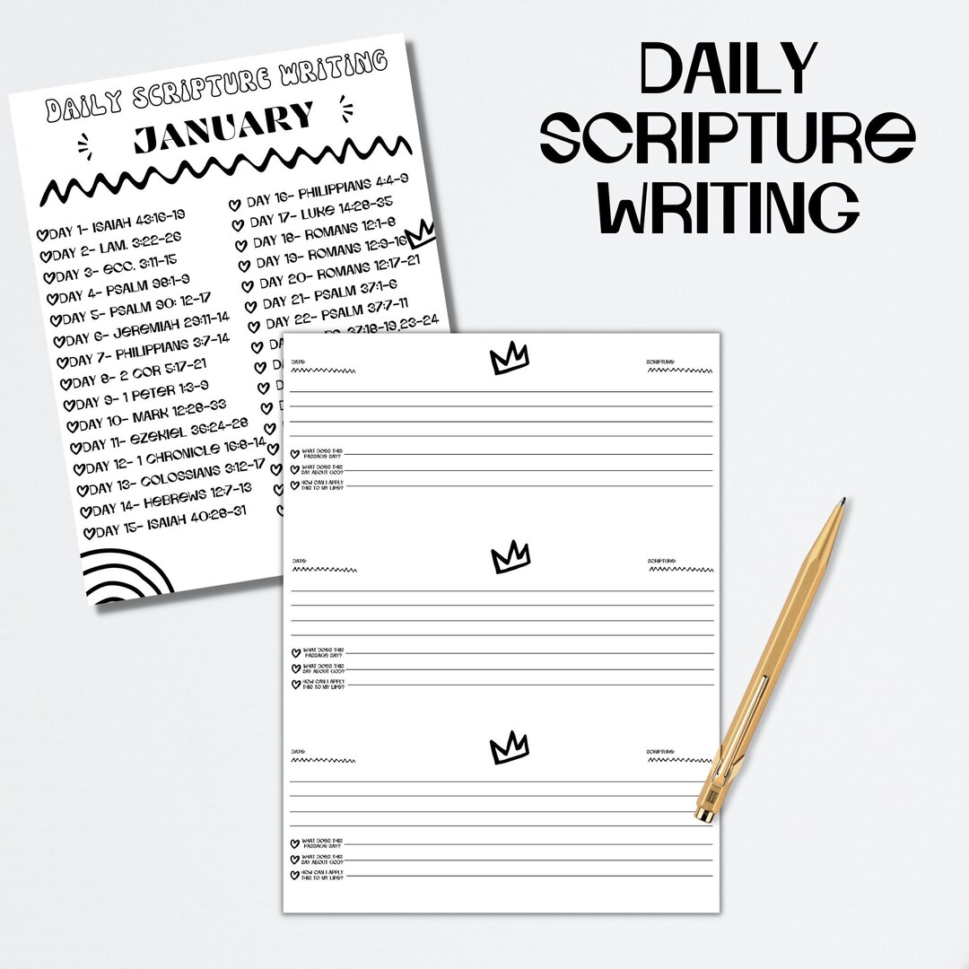 Daily Scripture Writing Digital Download, Bible Study, Verse of the Day ...