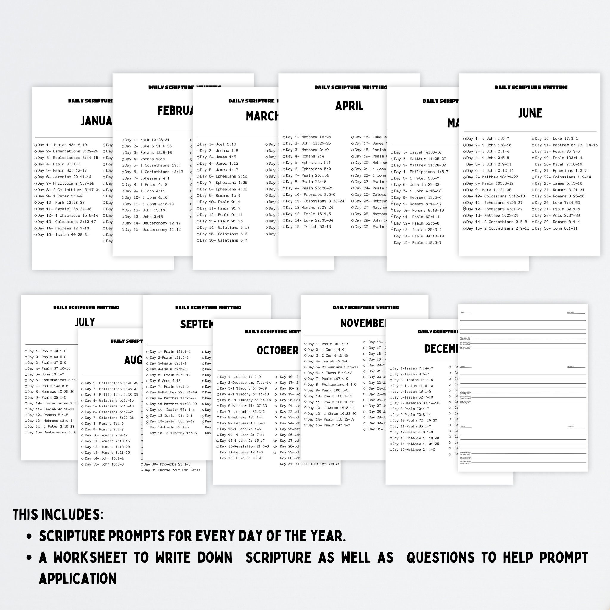 Daily Scripture Writing - Digital Download, Bible Study, Verse of the ...