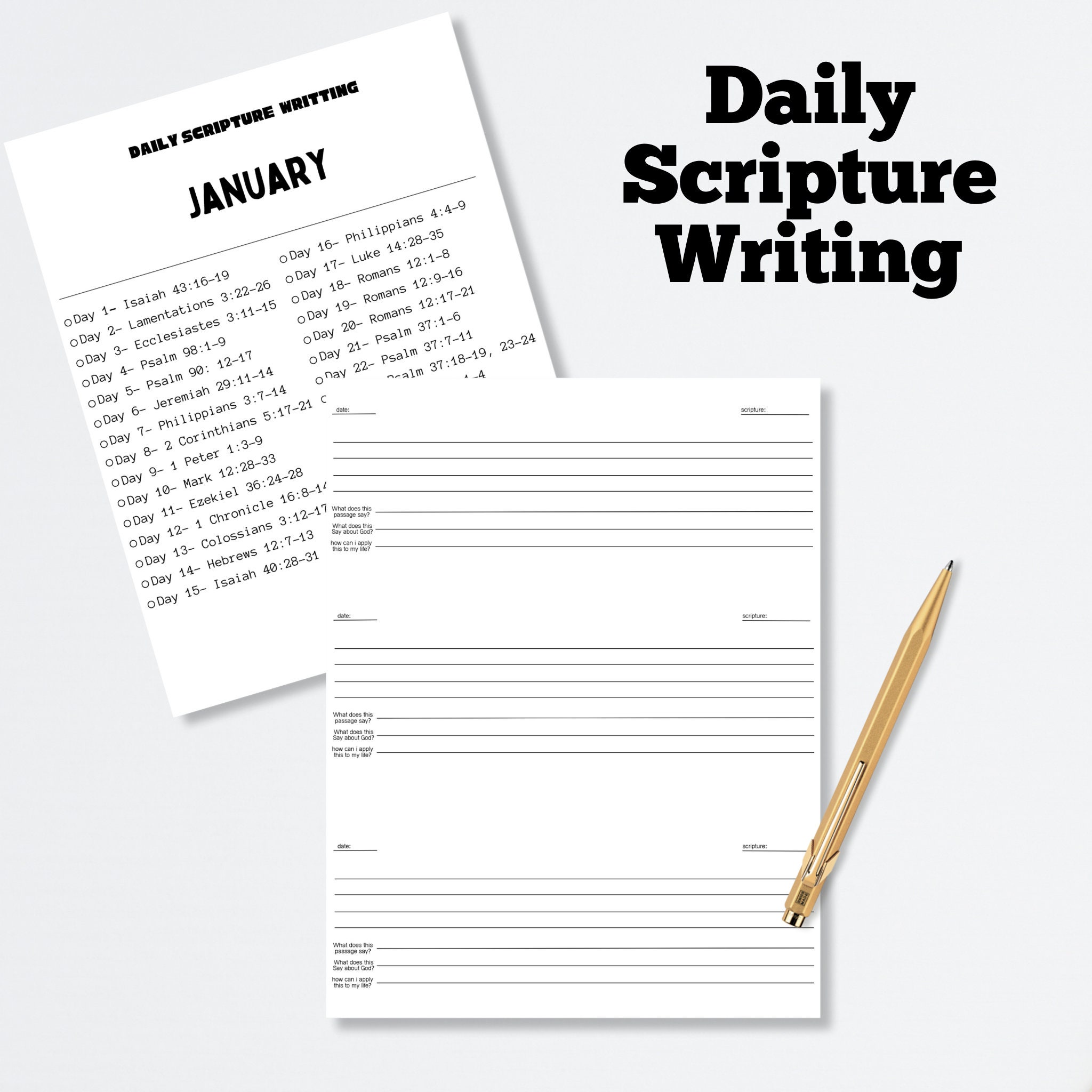 Daily Scripture Writing - Digital Download, Bible Study, Verse of the ...