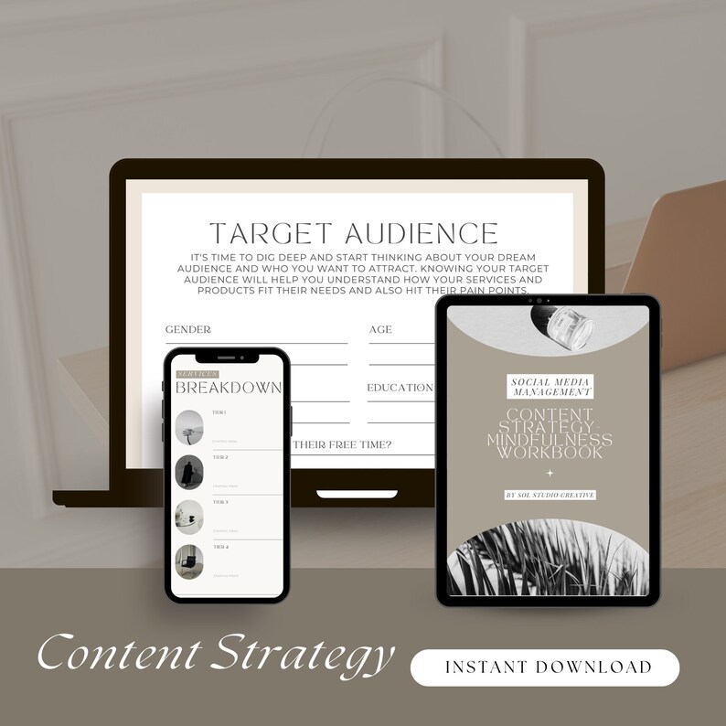 Content Strategy Mindfulness Workbook Digital Download Social Media ...