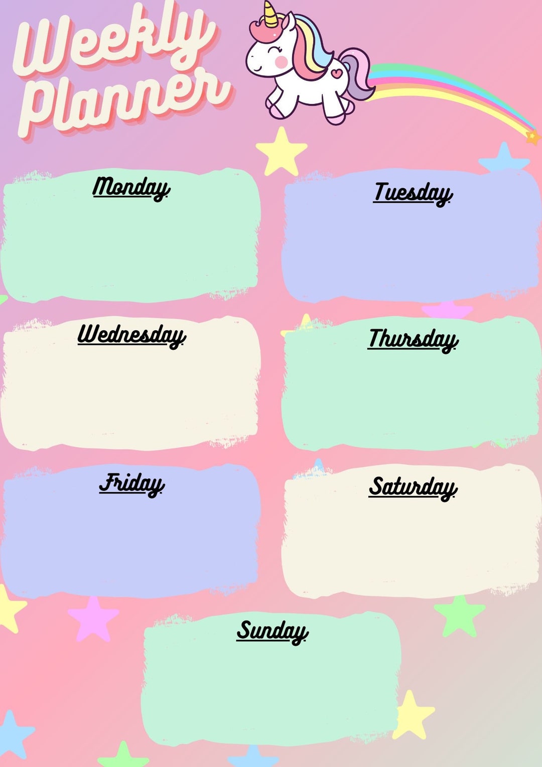 Unicorn Weekly Planner - Etsy