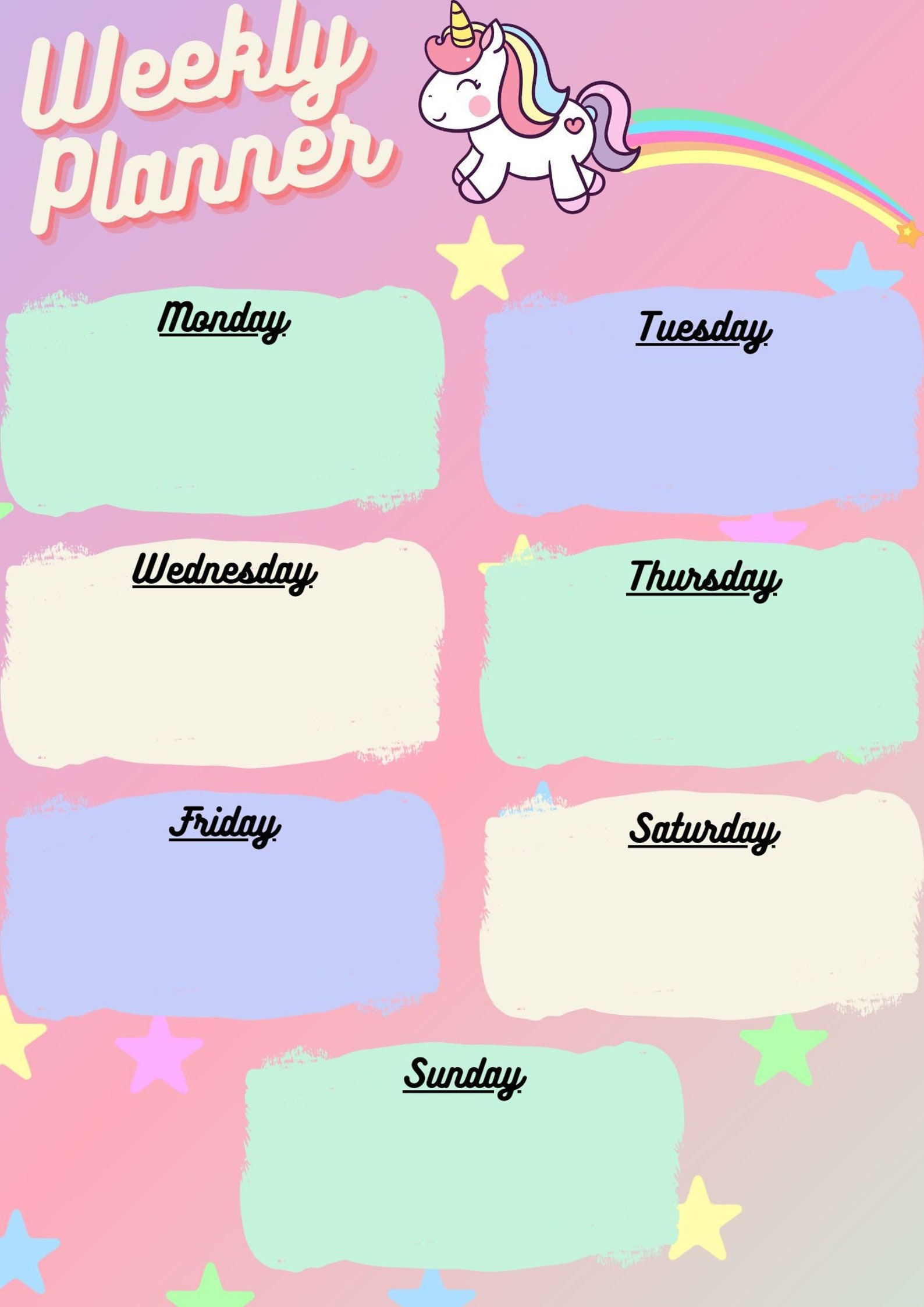 Unicorn Weekly Planner - Etsy