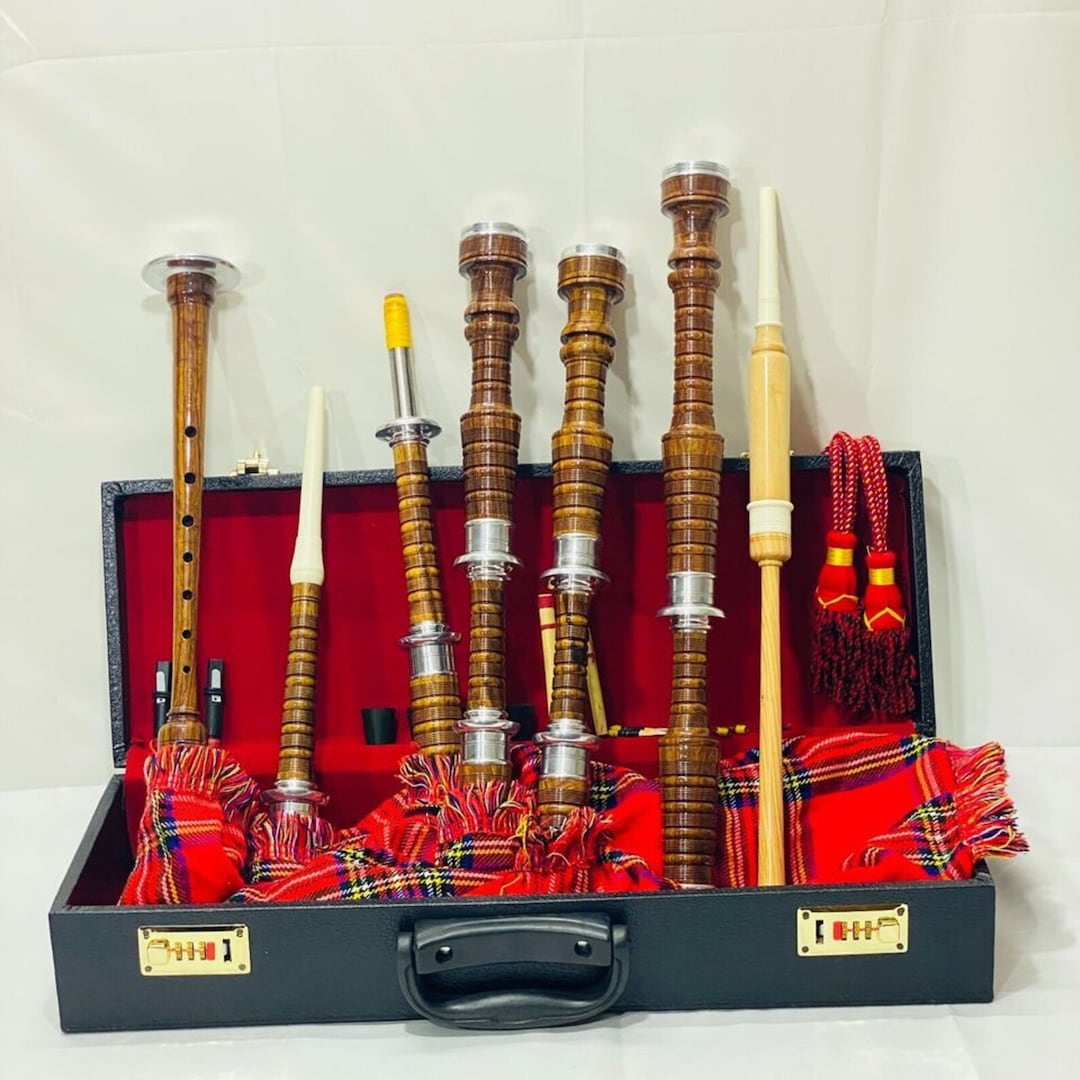 Scottish Bagpipe Full Set Silver Mounts/great Rosewood Highland Bagpipe ...