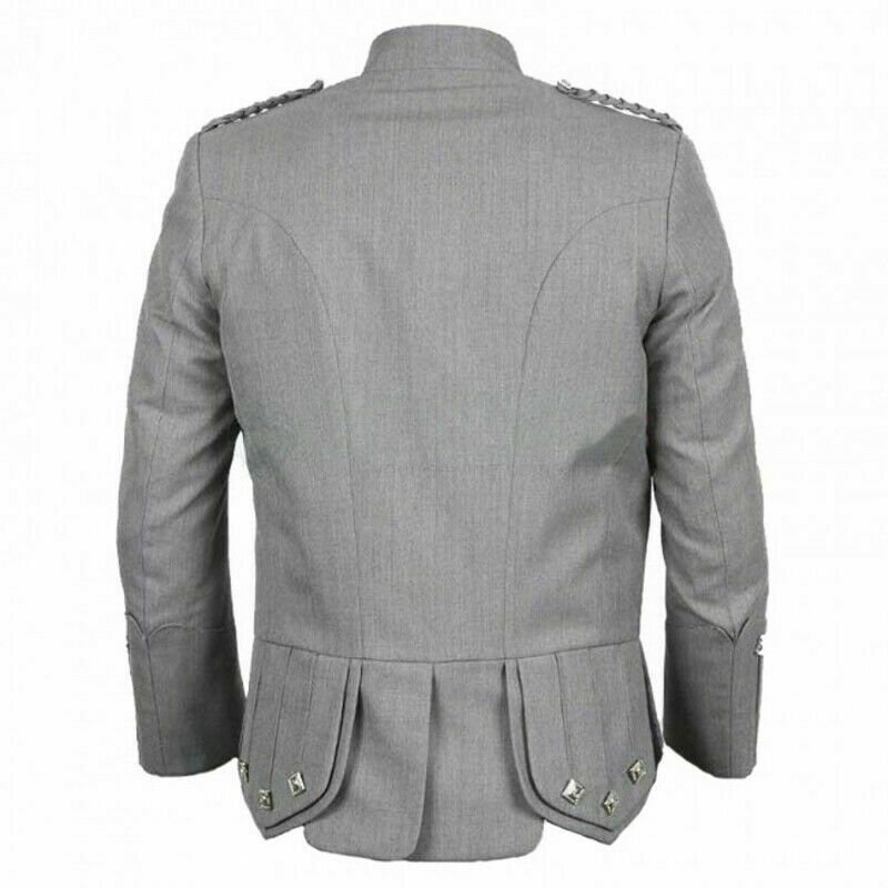 Grey Scottish Sheriffmuir Doublet Kilt Jacket With 5 Button Waistcoat ...