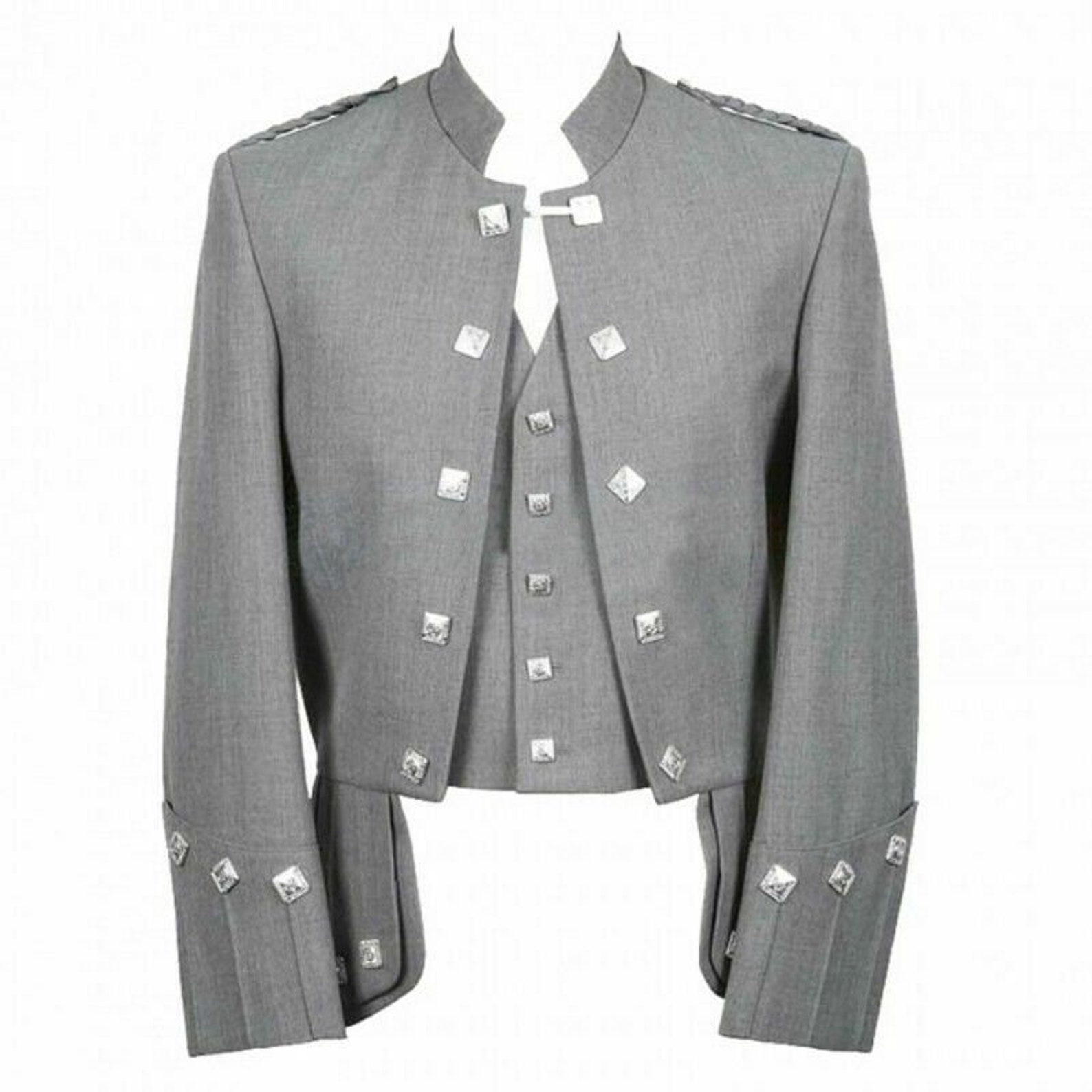 Grey Scottish Sheriffmuir Doublet Kilt Jacket With 5 Button Waistcoat ...