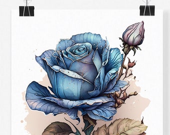 Stunning Blue Rose Poster Add a Touch of Elegance to Your Home Decor - Etsy