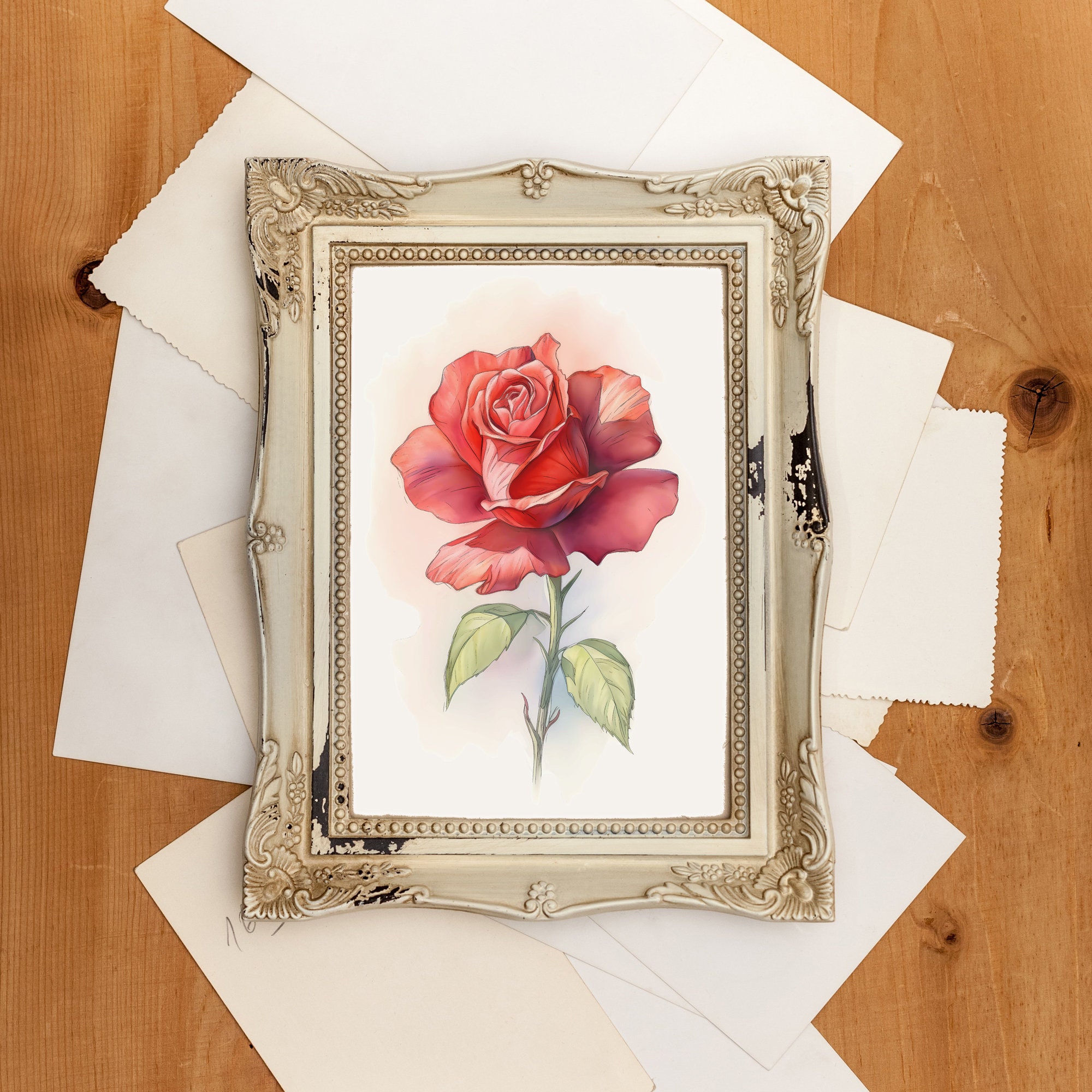 Red Rose - Rosa Rubra - DIY Printable - Red Rose Wall Art - Gift for ...
