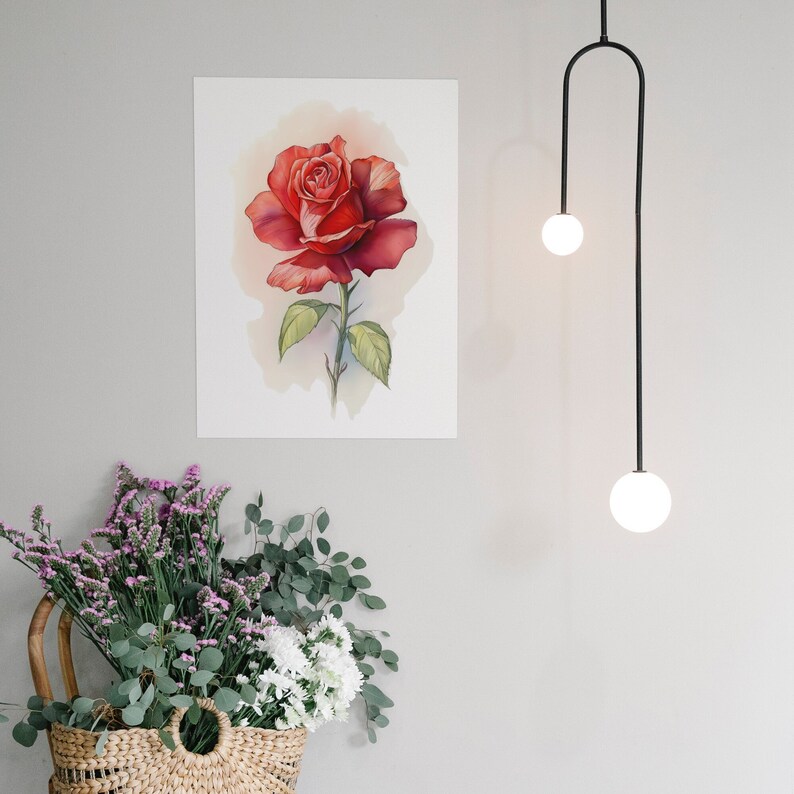Red Rose - Rosa Rubra - DIY Printable - Red Rose Wall Art - Gift for ...