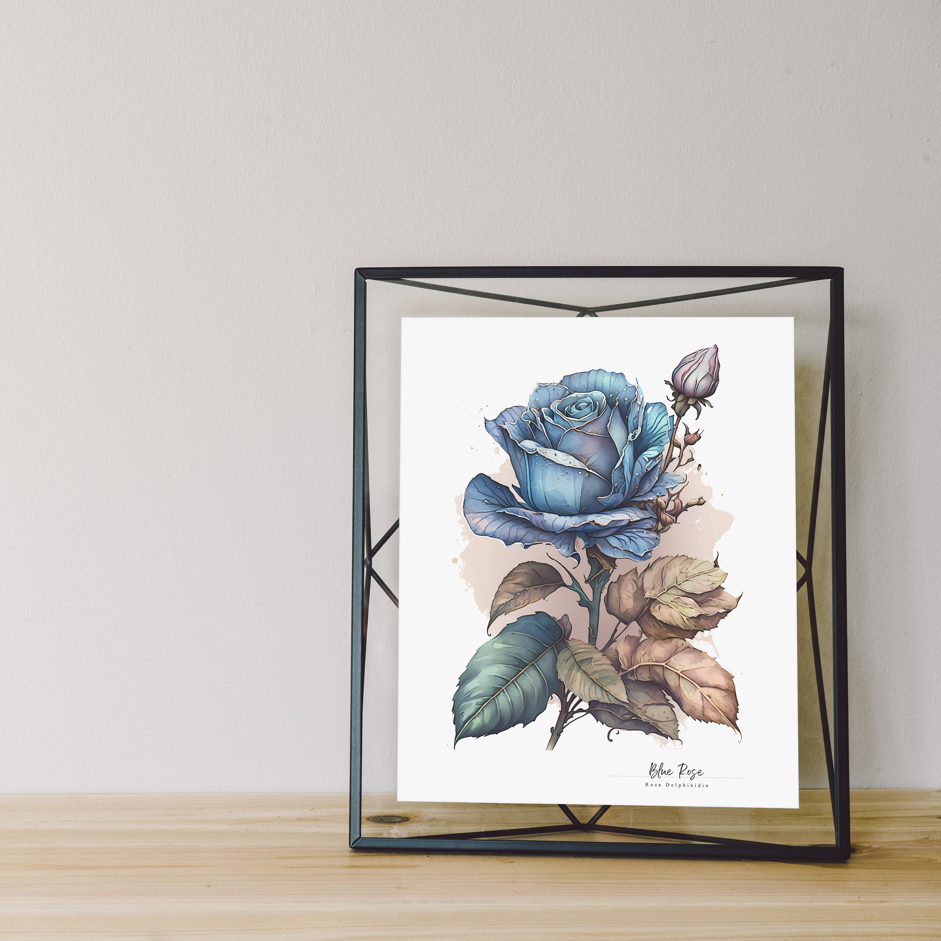 Blue Rose Rosa Delphinidin DIY Printable Artwork Home Decor Gift Idea ...