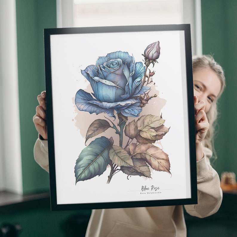 Blue Rose - Rosa Delphinidin - DIY Printable Artwork - Home Decor Gift ...