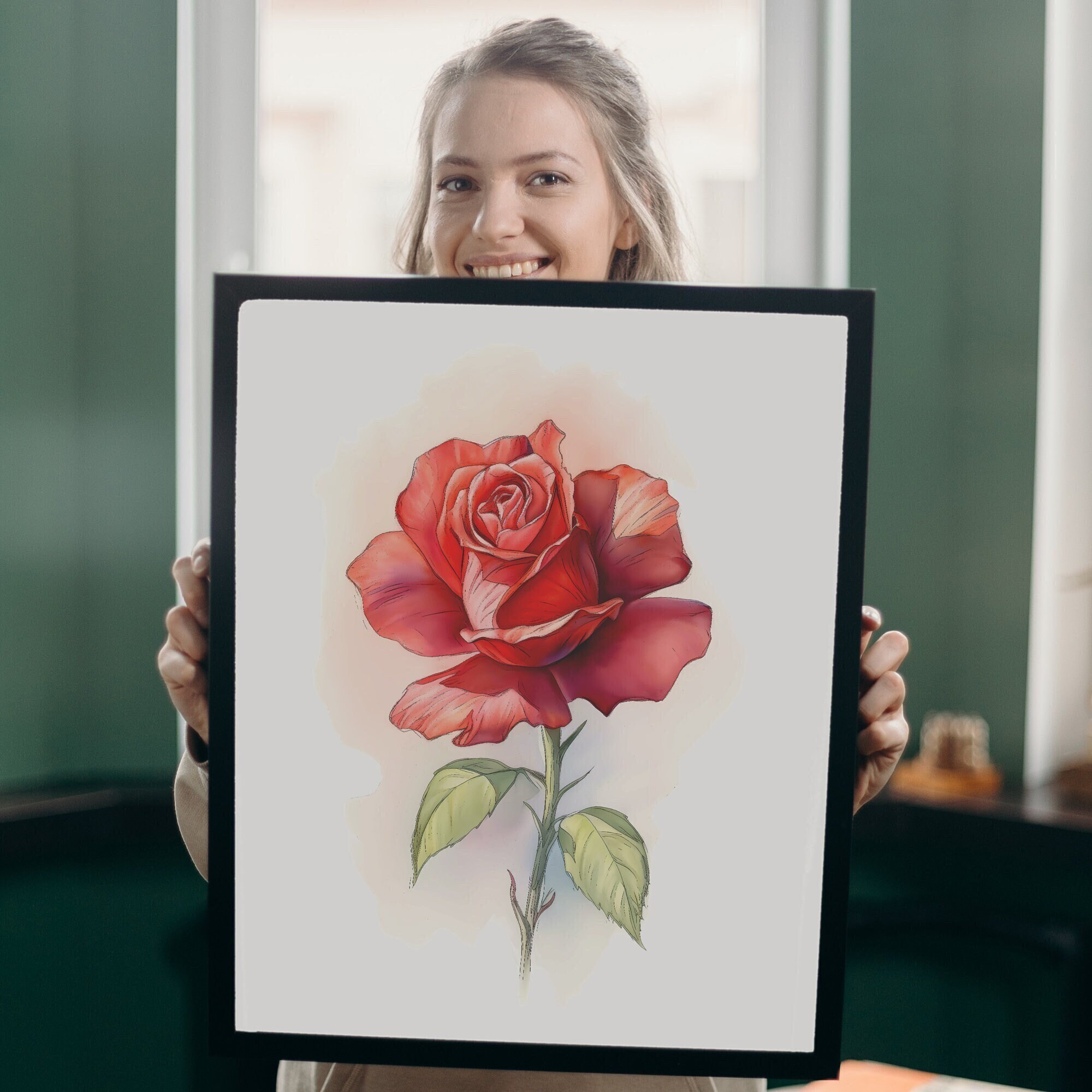 Red Rose Rosa Rubra DIY Printable Red Rose Wall Art Gift for Her ...