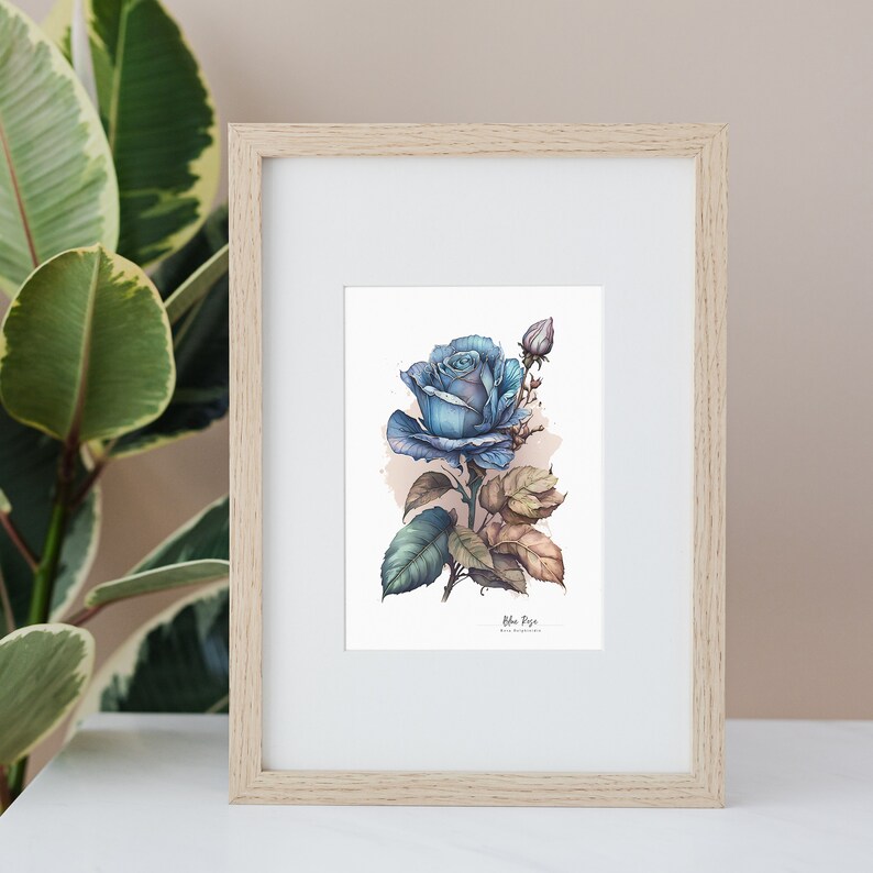 Blue Rose - Rosa Delphinidin - DIY Printable Artwork - Home Decor Gift ...