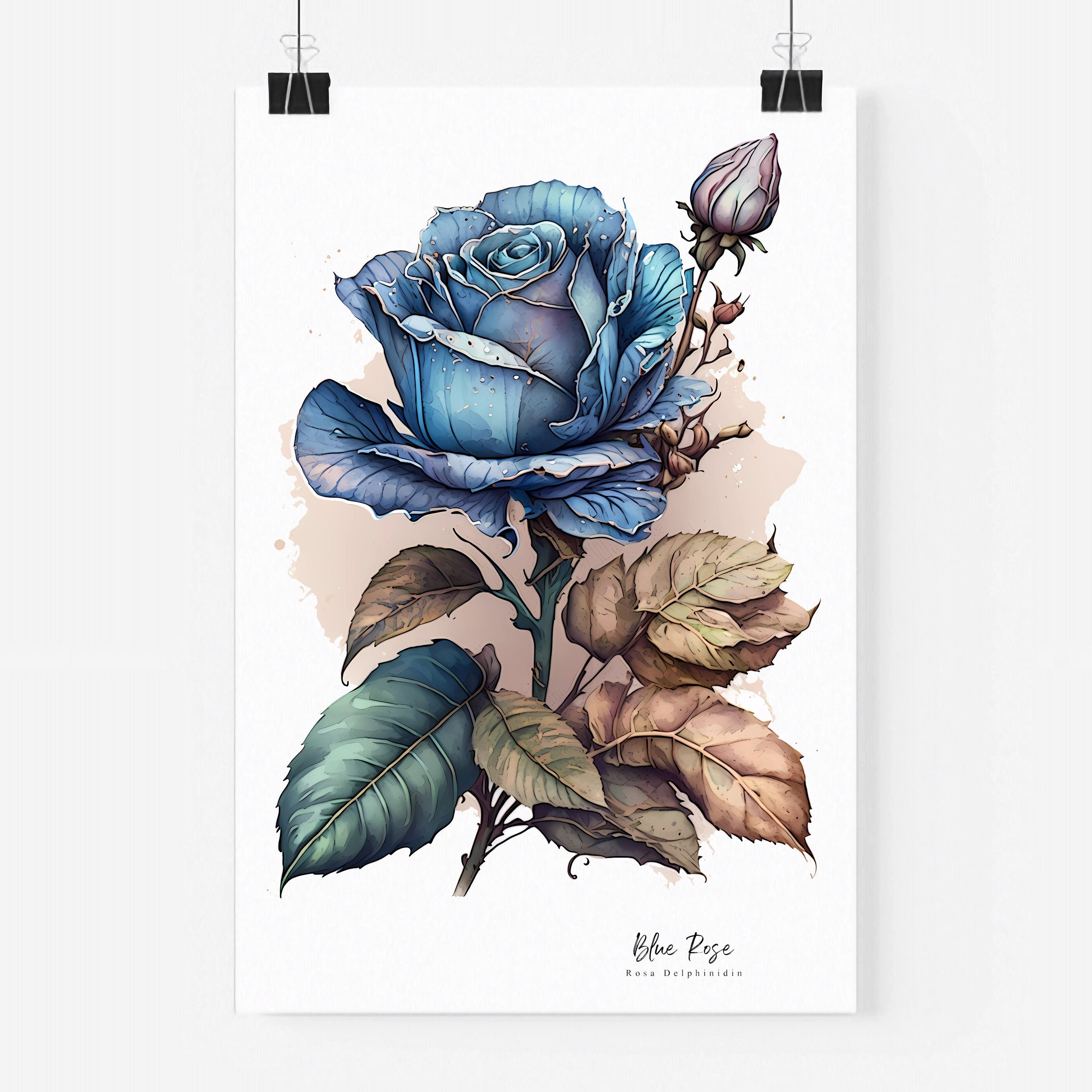 Blue Rose Rosa Delphinidin DIY Printable Artwork Home Decor Gift Idea ...