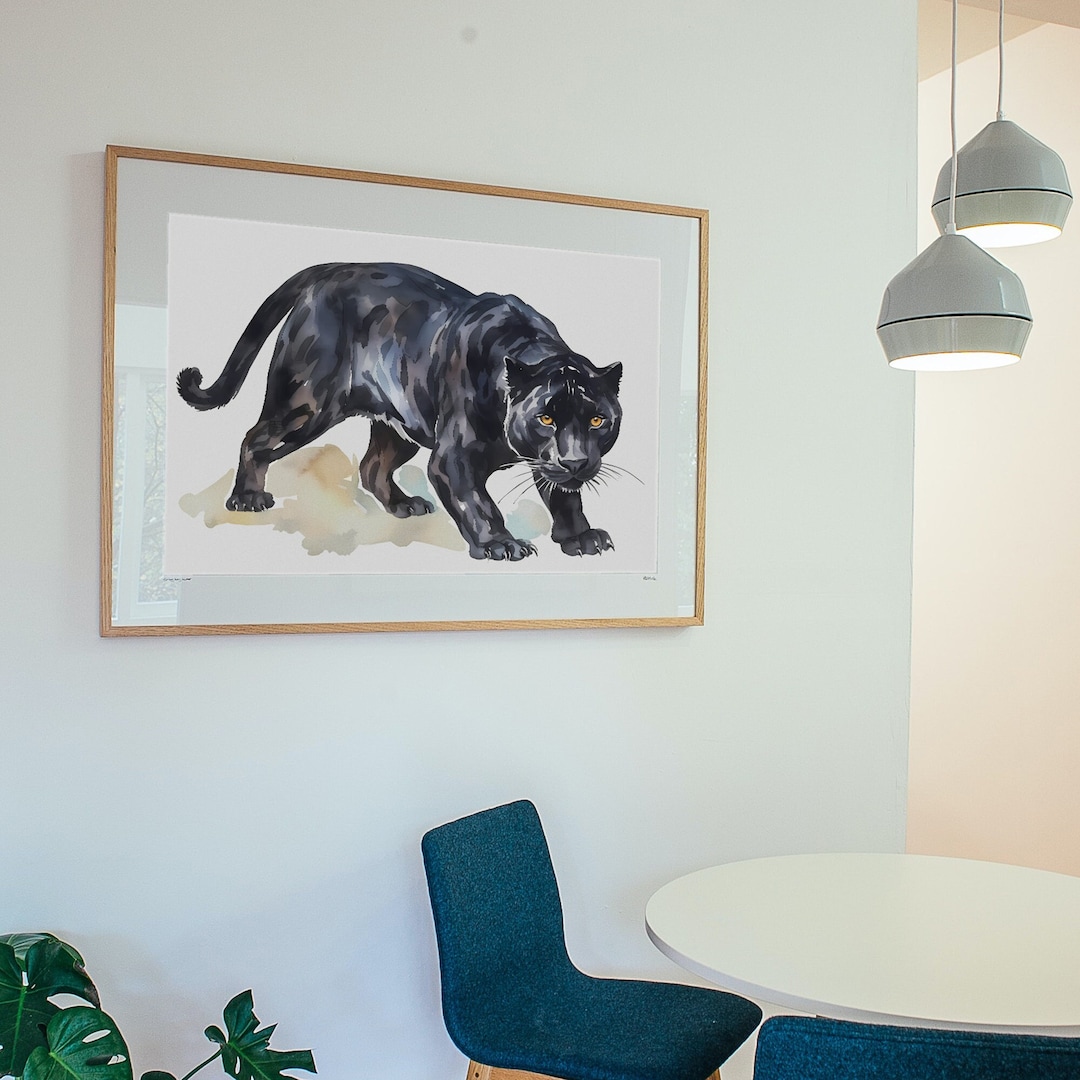Wild Panther - Panthera Pardus - Wall Art - Wild Cat Art Print - Black ...