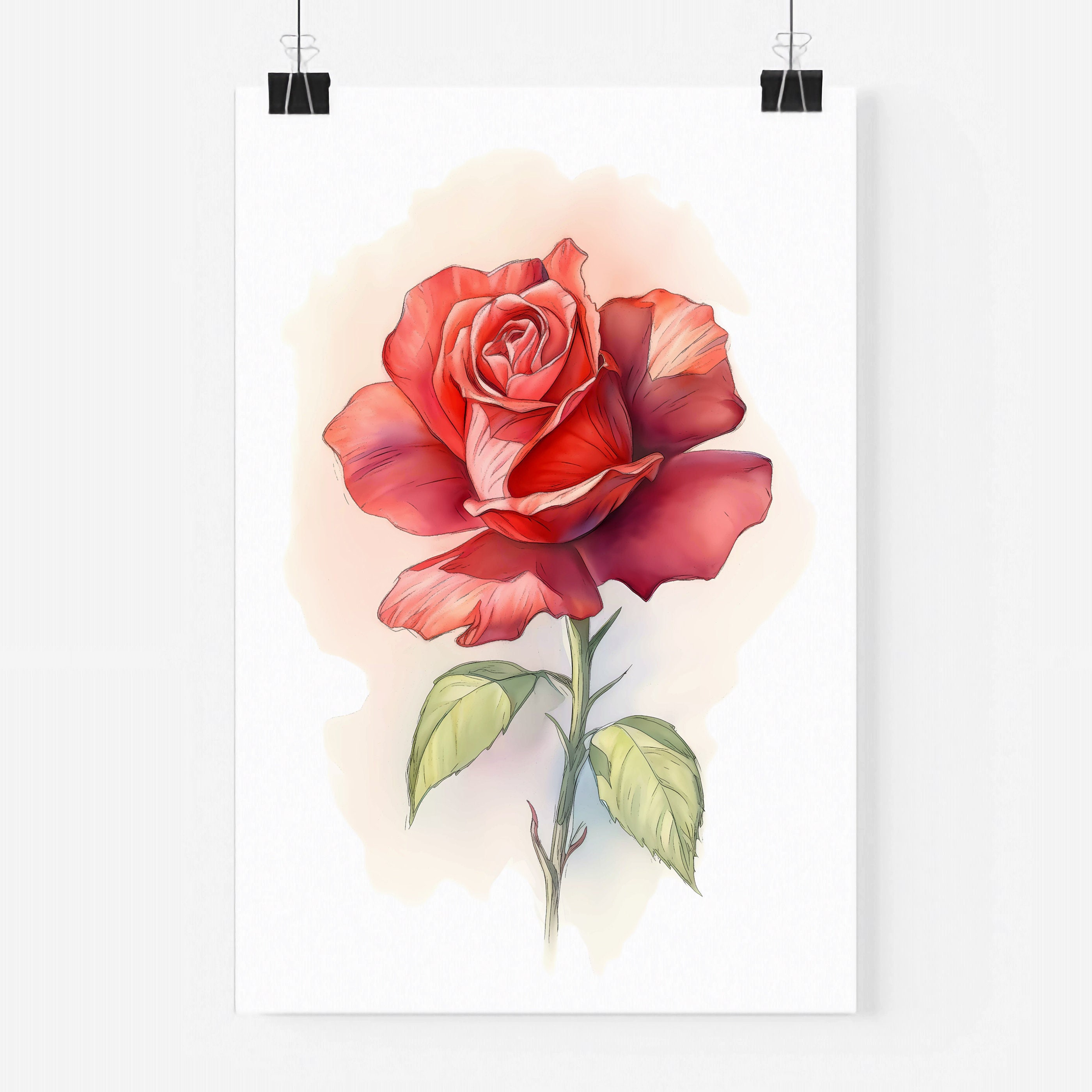 Red Rose - Rosa Rubra - DIY Printable - Red Rose Wall Art - Gift for ...
