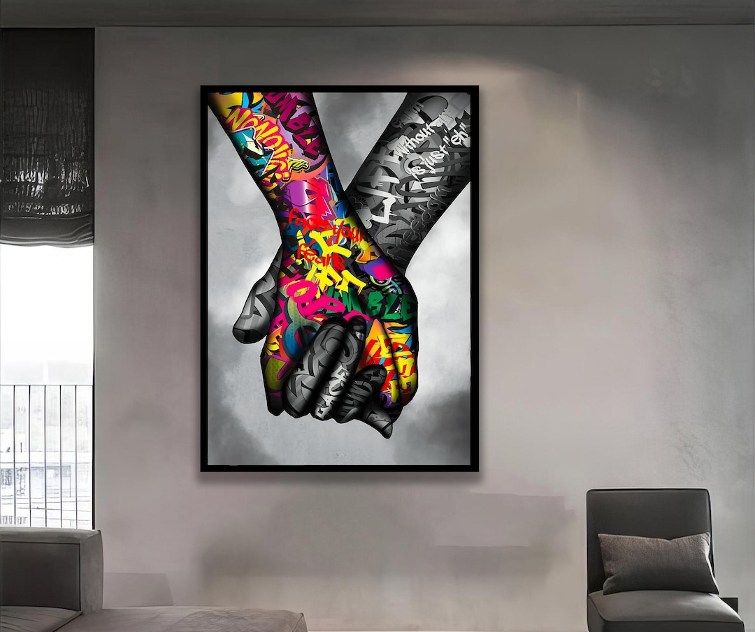 Colorful Graffiti Stronger Together Canvas Art, Modern Street Art ...