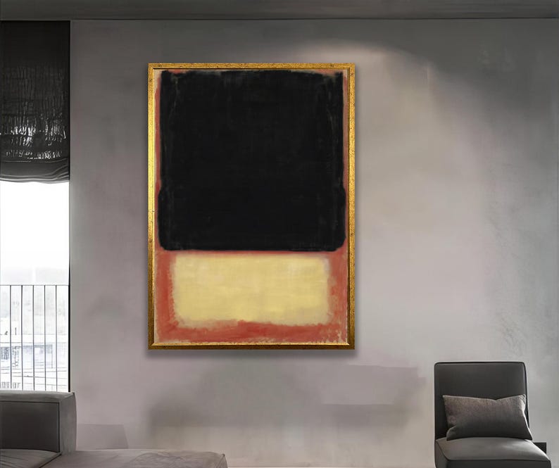 Mark Rothko Style Black and Yellow Abstract Canvas Print, Modern ...