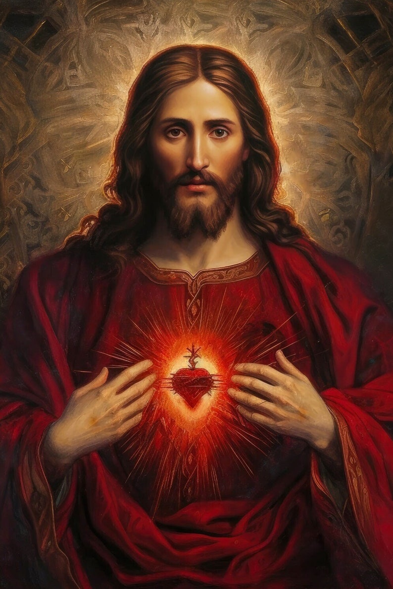 Sacred Heart of Jesus - 20 X 30 Inches (vertical Format) - Etsy