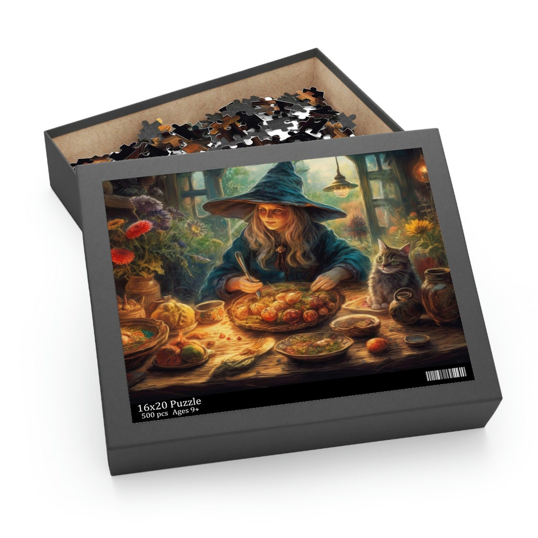 Magical Witch and Her Familiar Fantasy Puzzle 120, 252, 500-piece - Etsy