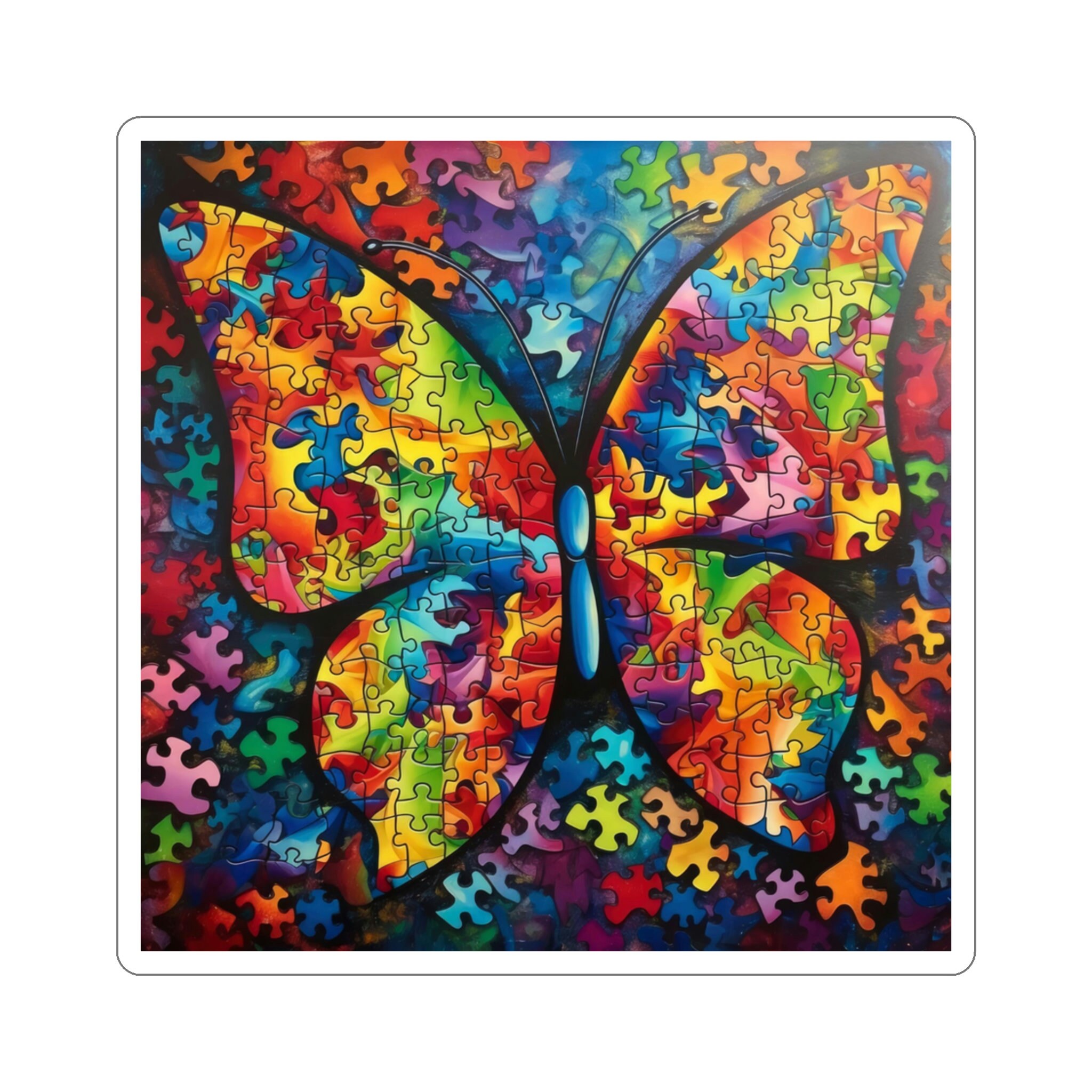 Autism Butterfly Jigsaw Puzzle Piece Kiss-cut Stickers - Etsy